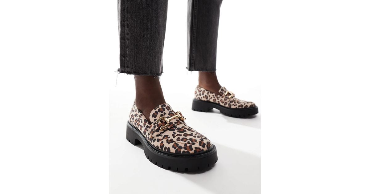 London Rebel Perdy Metal Trim Chunky Loafers in Black | Lyst