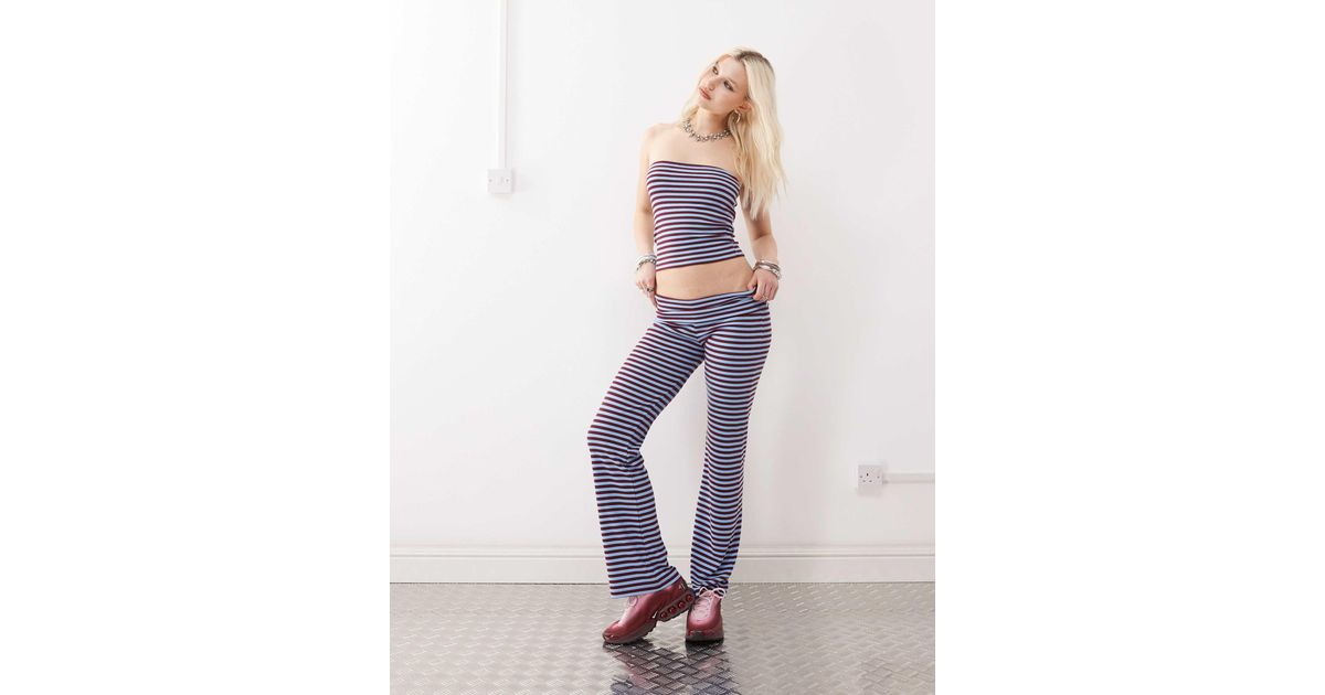 Collusion Low Rise Relaxed Stripe Trouser Co-ord in White | Lyst