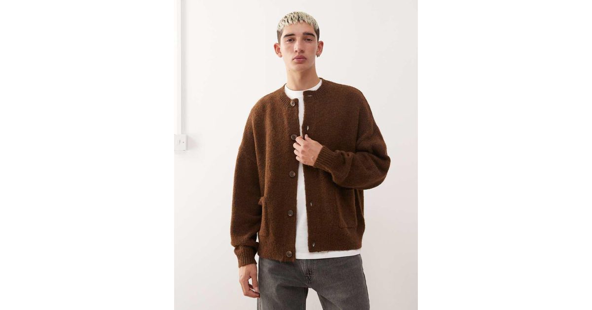 Reclaimed (vintage) Boxy Cardigan With Front Pockets in Brown for Men ...