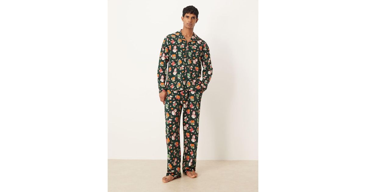 ASOS Christmas Pyjama Set With Characters Graphic in Natural for Men ...