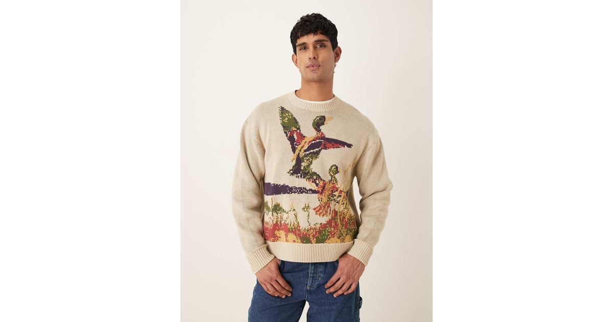 Abercrombie & Fitch Countryside Graphic Jumper in Natural for Men | Lyst UK