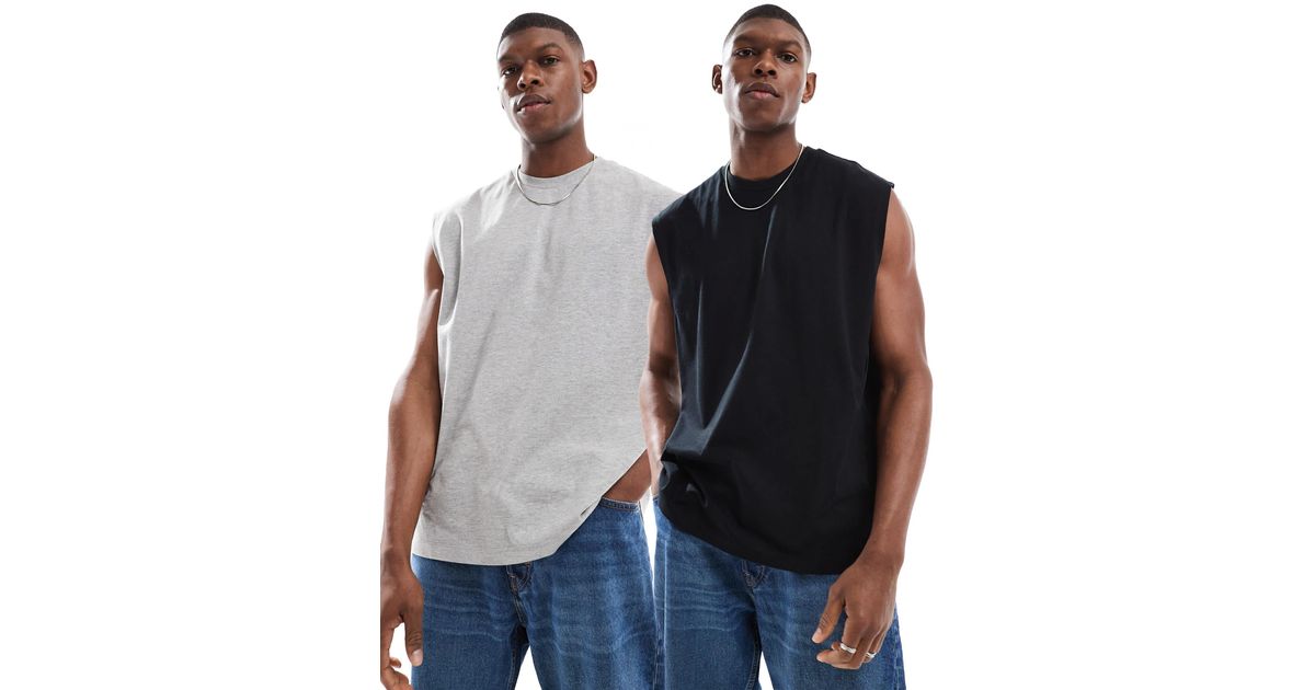 ASOS Essential 2 Pack Oversized Tanks in Blue for Men | Lyst