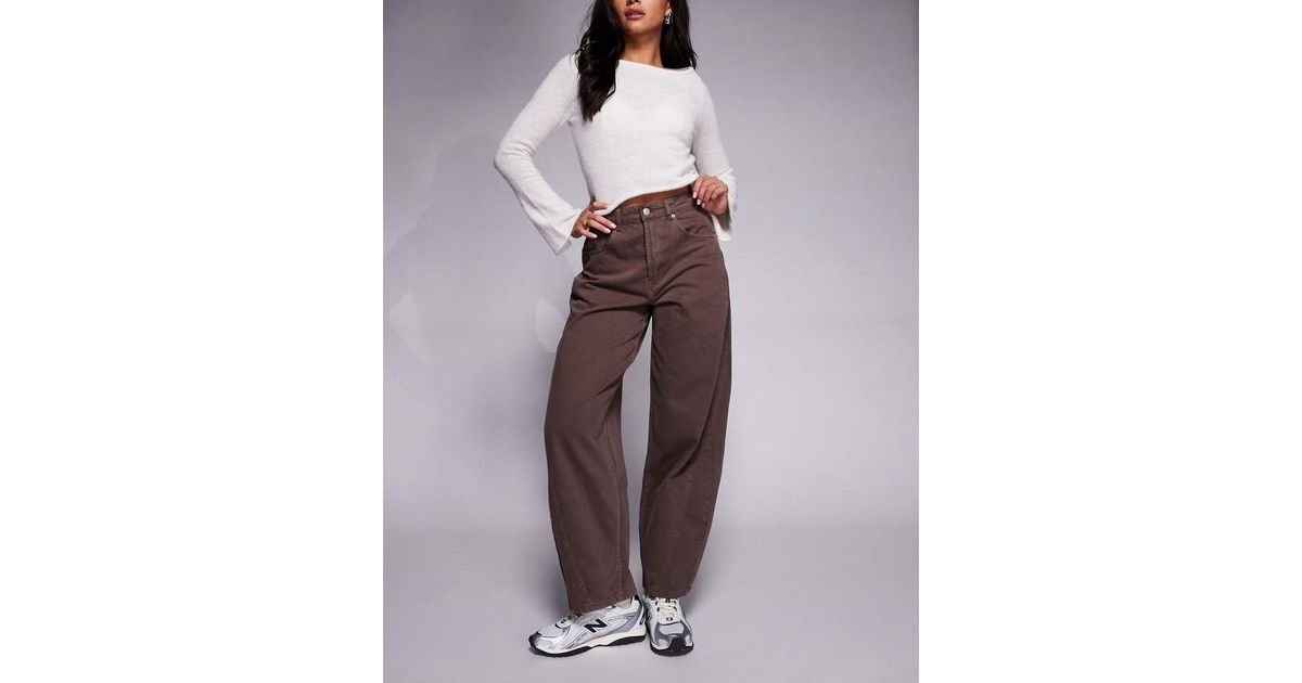 ASOS Barrel Leg Jeans With Panelling And Cinch in Purple | Lyst UK