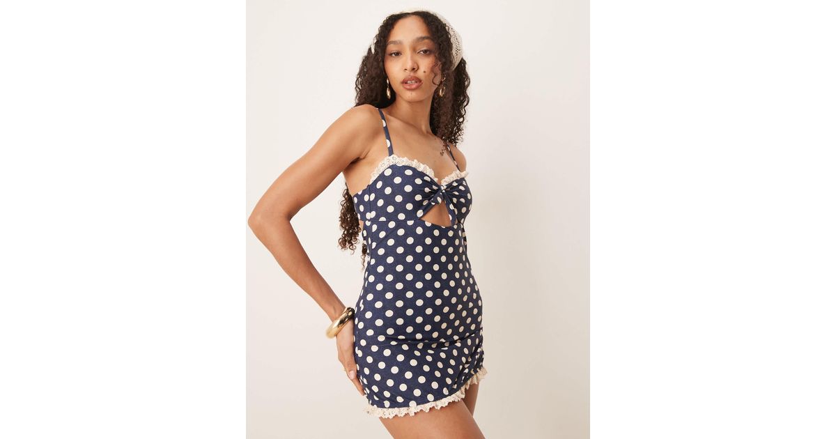 For Love & Lemons Denim Dot One Piece Swimsuit in Blue | Lyst