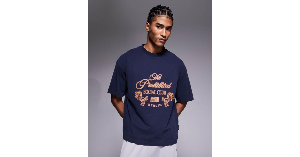 Prohibited Graphic Logo T-shirt in Blue for Men | Lyst UK