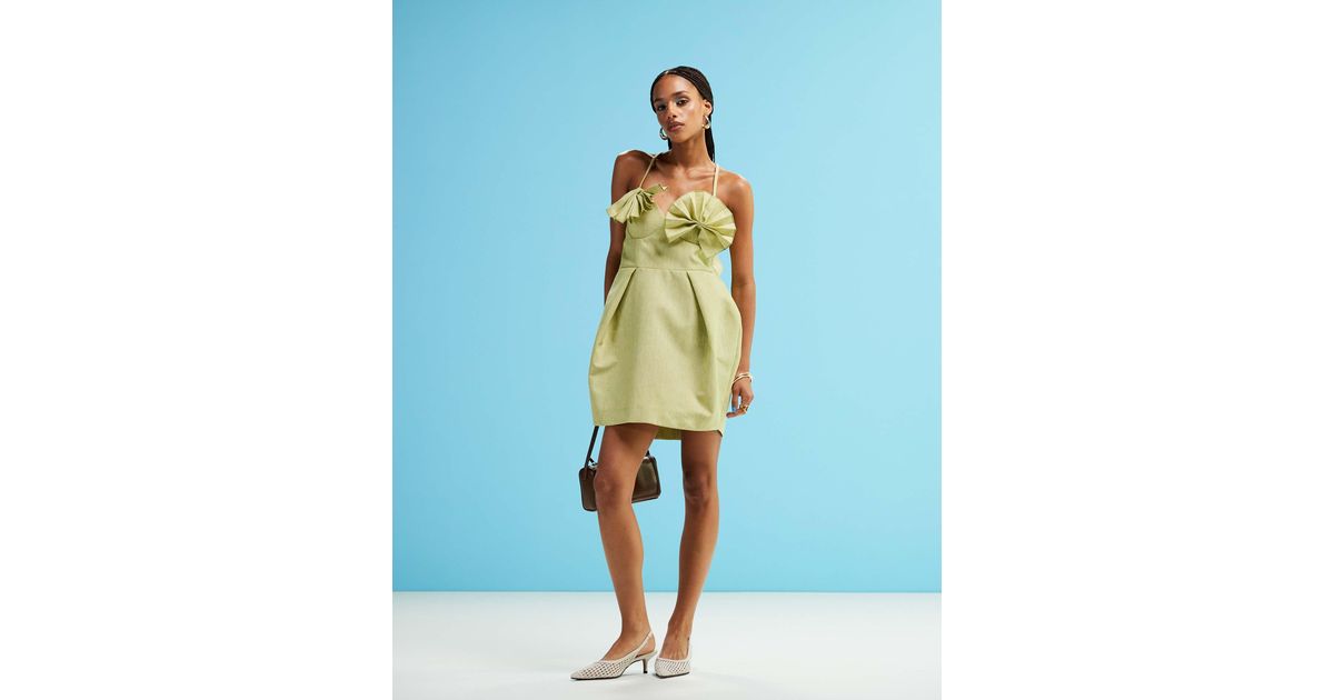 ASOS Structured Fan Bust Mini Dress in Blue | Lyst