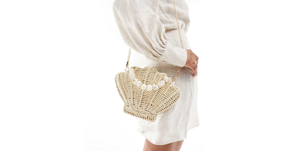 ASOS Straw Shell Crossbody Bag With Resin Top Handle And Removable ...