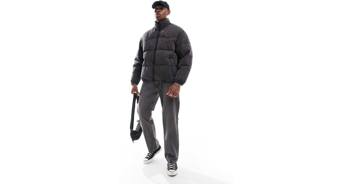Levi's Western Super Down Denim Puffer Jacket in Black for Men | Lyst UK