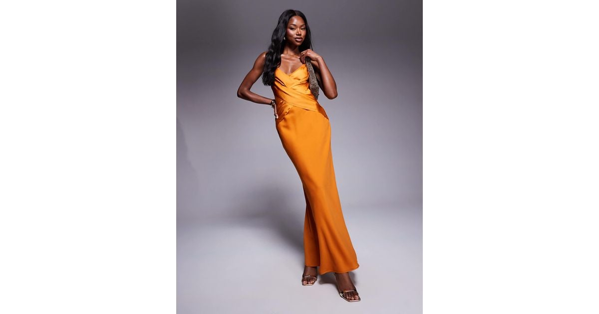 ASOS Cami Satin Bust Overlay Chiffon Maxi Dress | Lyst
