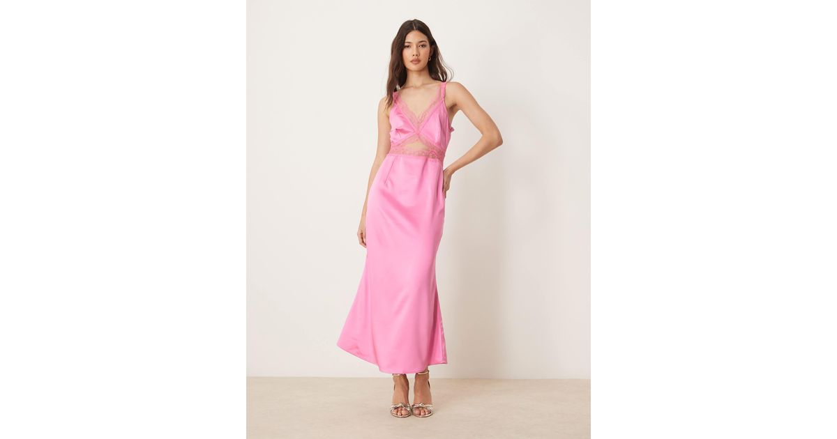 Never Fully Dressed Mimi Lace Cut-out Slip Midaxi Dress in Pink | Lyst