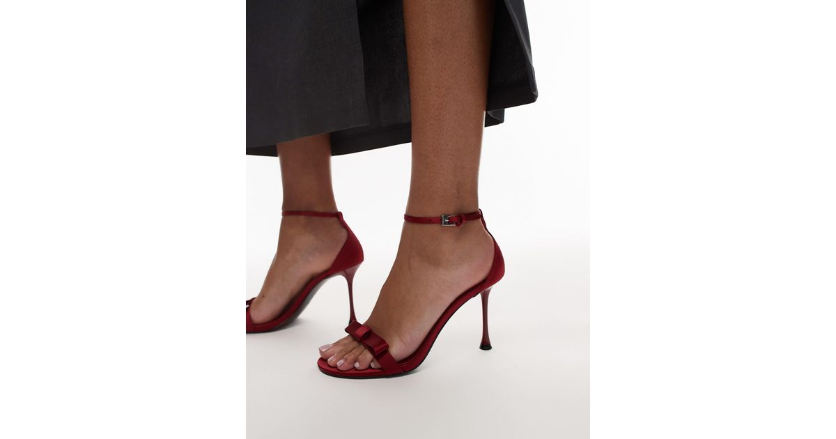 Mango Bow Detail High Heel in Red | Lyst