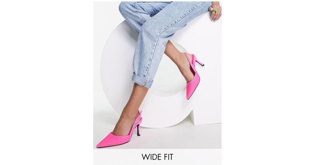 ASOS Wide Fit Samber Slingback Stiletto Heels in Pink | Lyst