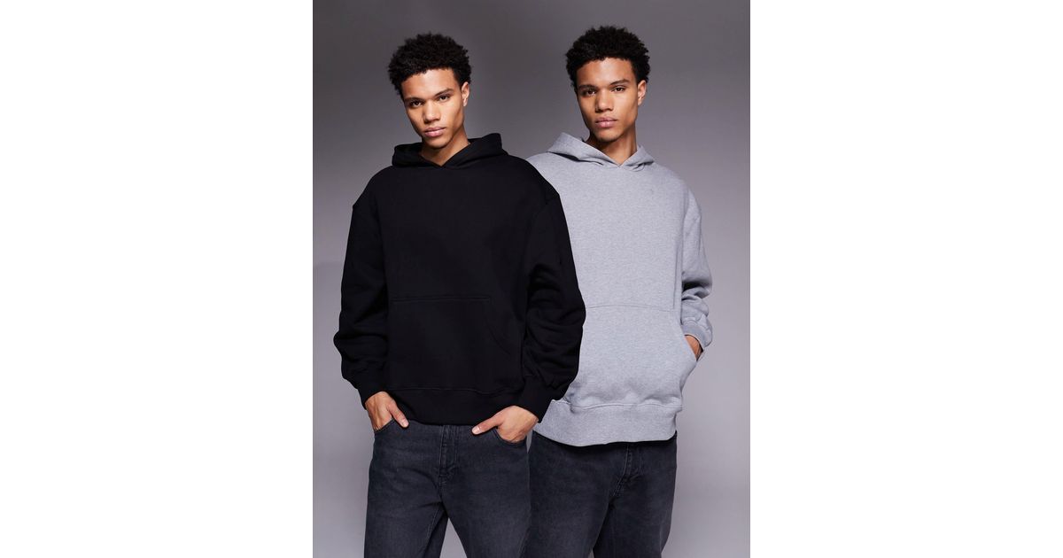 ASOS Premium Heavyweight 2 Pack Oversized Hoodie 400gsm in Gray for Men ...