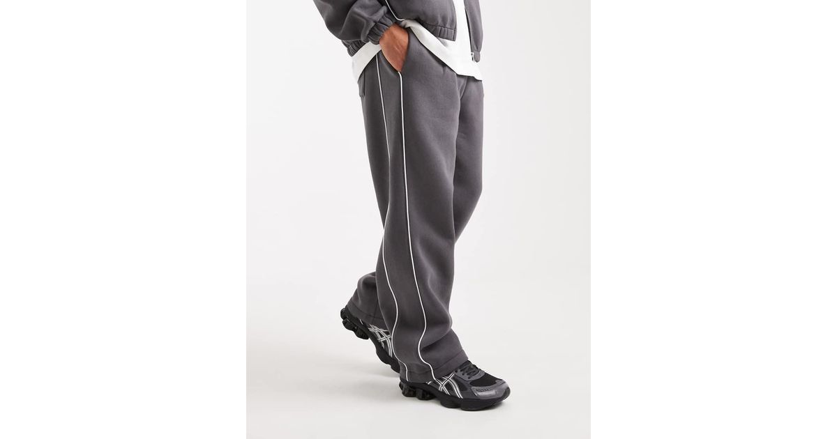 ASOS Co-ord Wide Leg jogger With Cut & Sew Panels in Grey for Men | Lyst UK