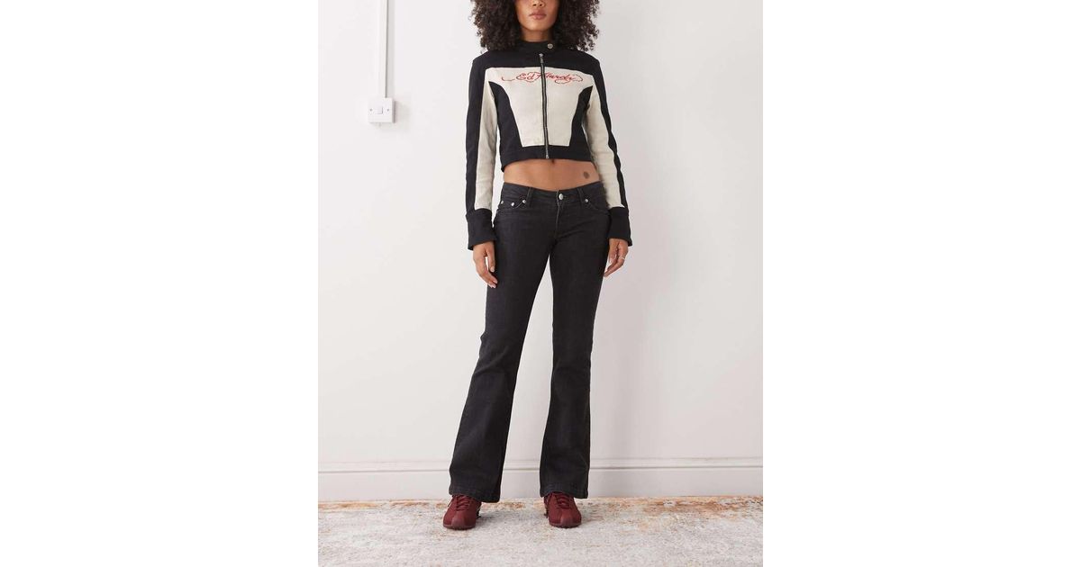 Monki Flared Denim Jeans in Black | Lyst UK