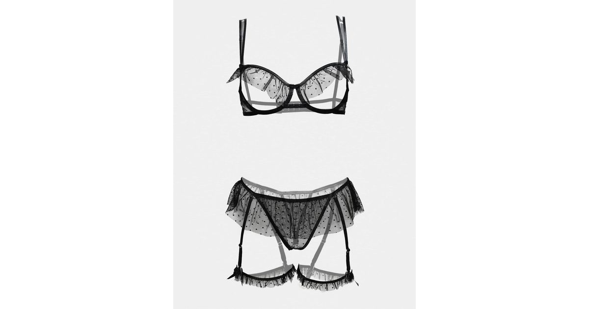 Ann Summers All Mine Crotchless Lingerie Set in Gray | Lyst