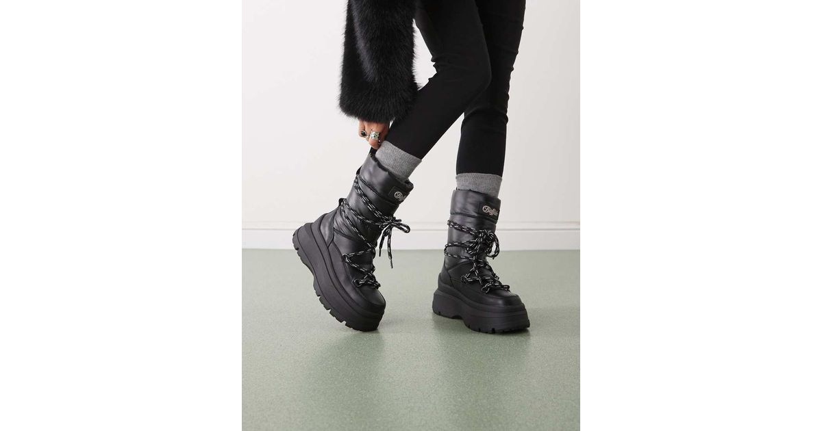 Buffalo Snow Puffer Boots in Black | Lyst UK