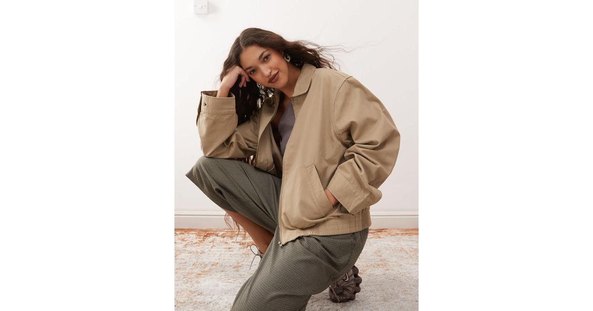 Weekday Oversized Boxy Fit Jacket in Brown | Lyst