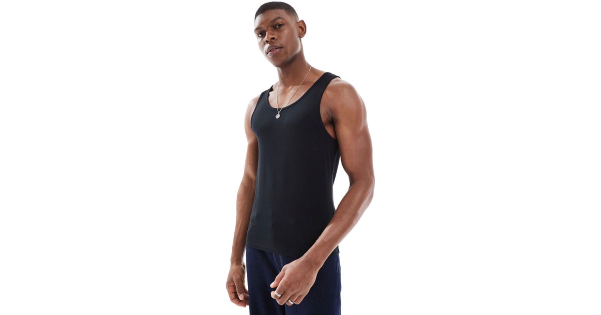 ASOS Essentials Muscle Fit Singlet in Blue for Men | Lyst