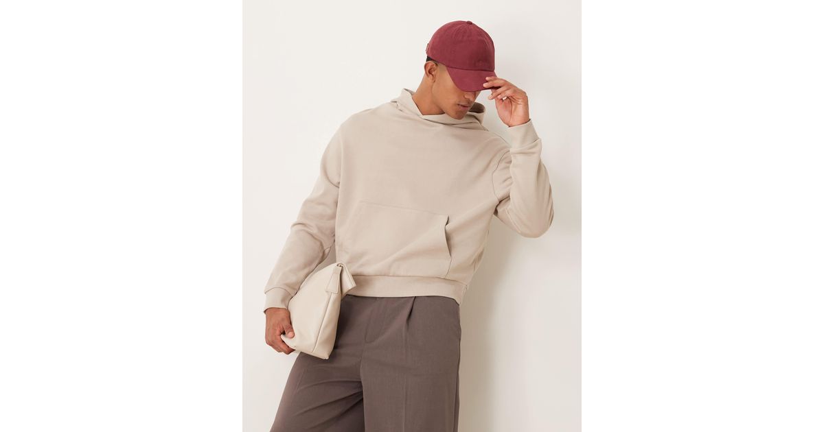 ASOS Essential Boxy Oversized Hoodie in Brown for Men | Lyst