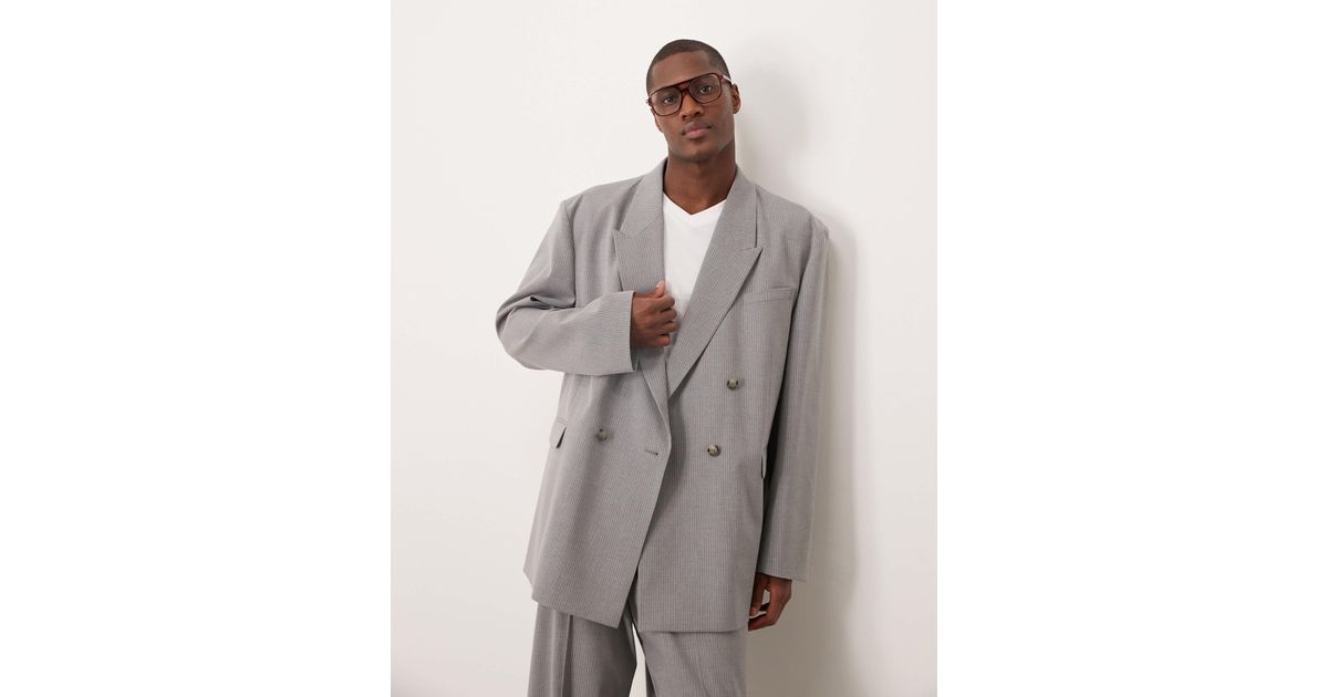 ASOS Slouchy Oversized Suit Jacket in Gray for Men | Lyst