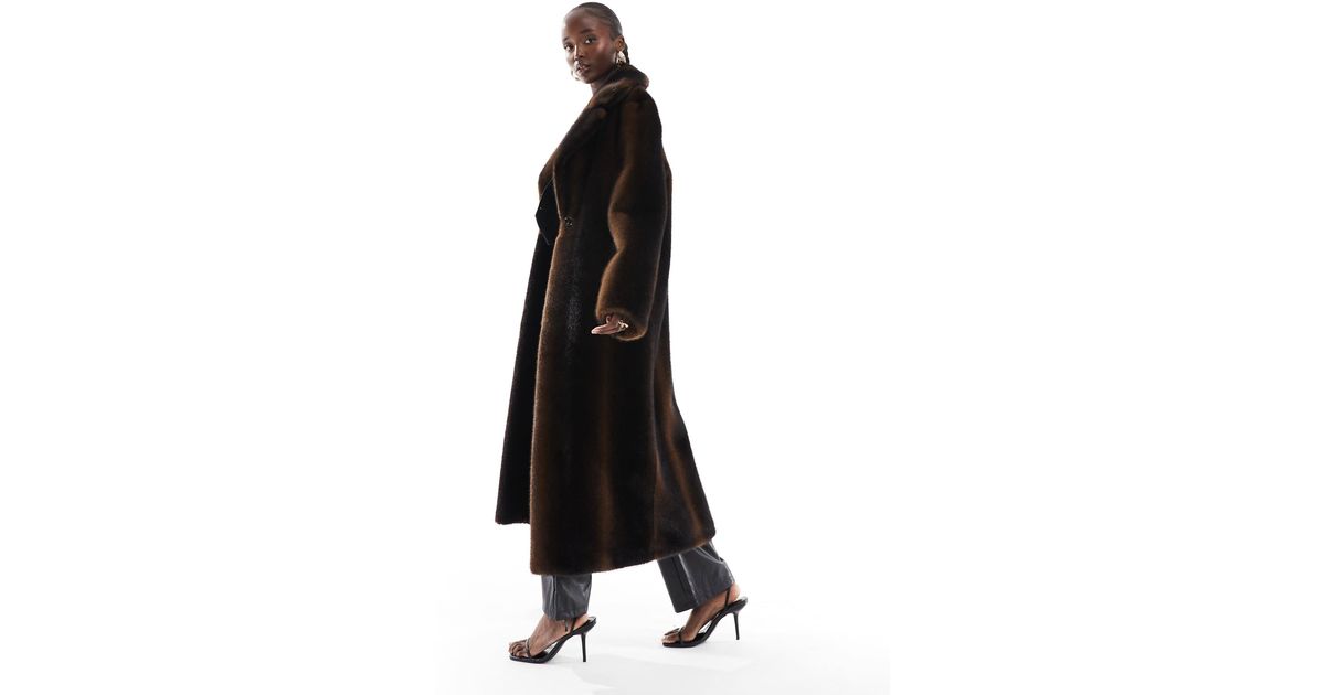 ASOS Asos Design Tall Longline Vintage Look Faux Fur Coat in Black | Lyst