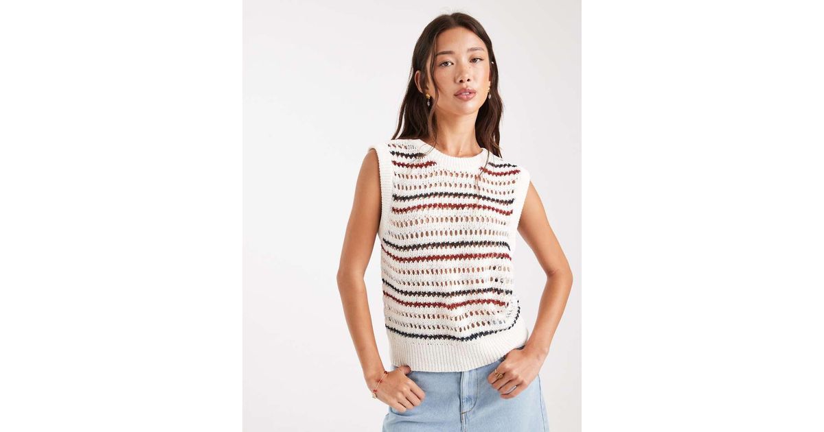 Object Crochet Knit Sleeveless Layering Vest | Lyst UK