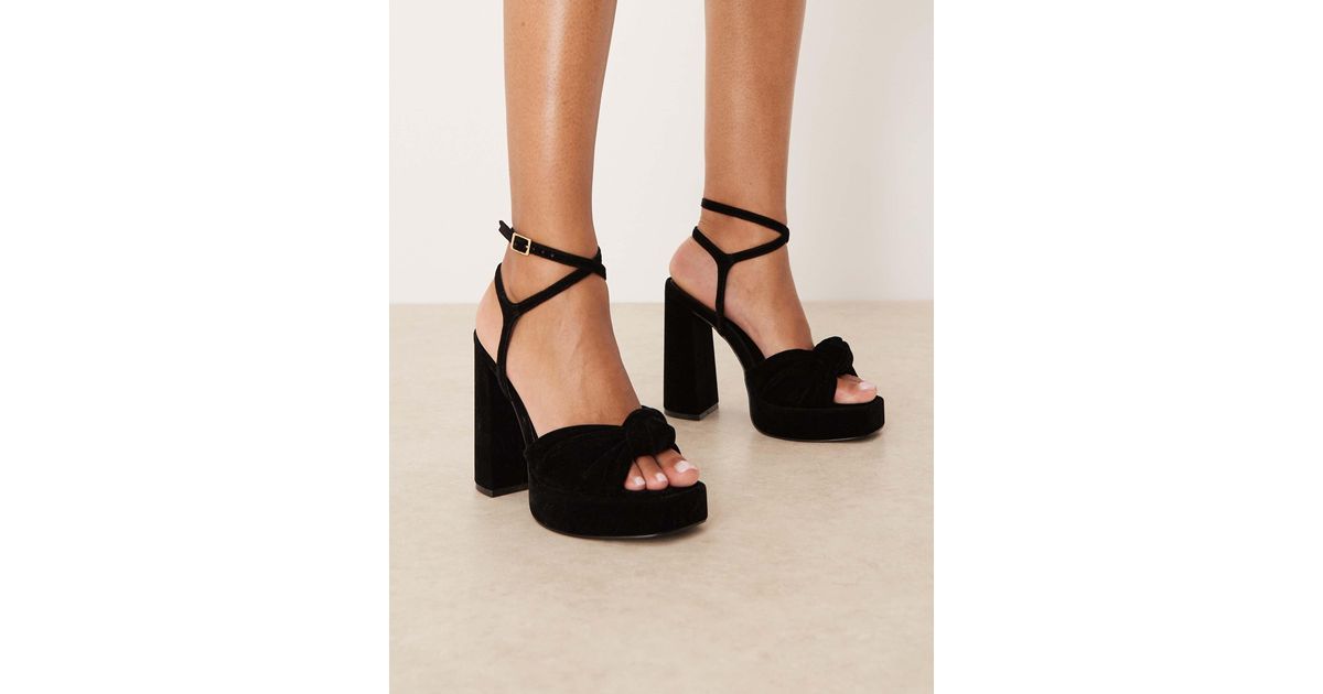 ASOS Nutshell Knotted Platform Block Heeled Sandals in Black | Lyst