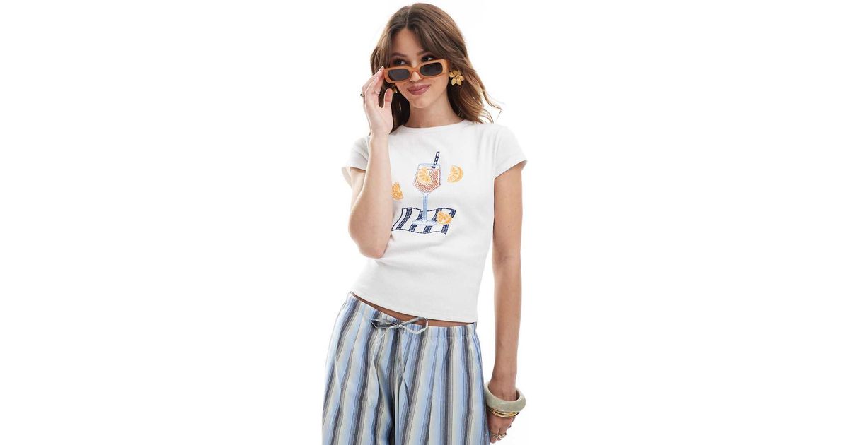 ASOS Baby Tee With Orange Cocktail Drink Graphic in White | Lyst UK