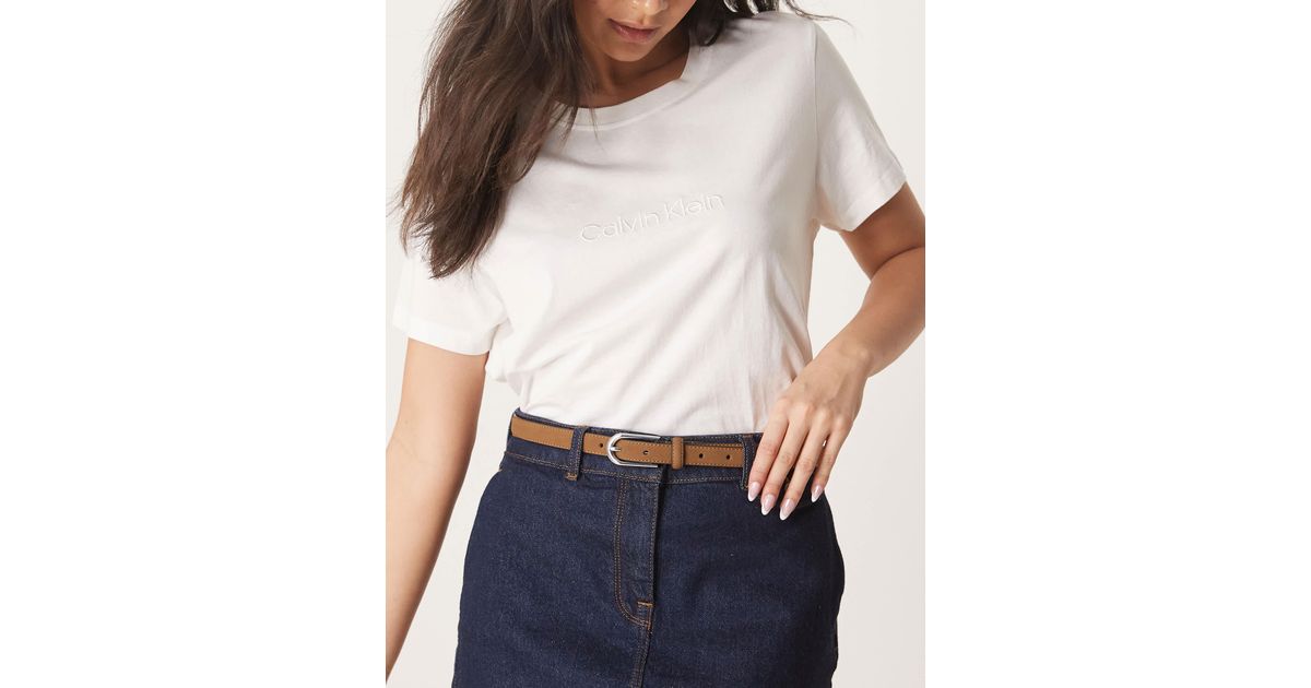 ASOS Faux Suede Skinny Waist And Hip Belt in White | Lyst