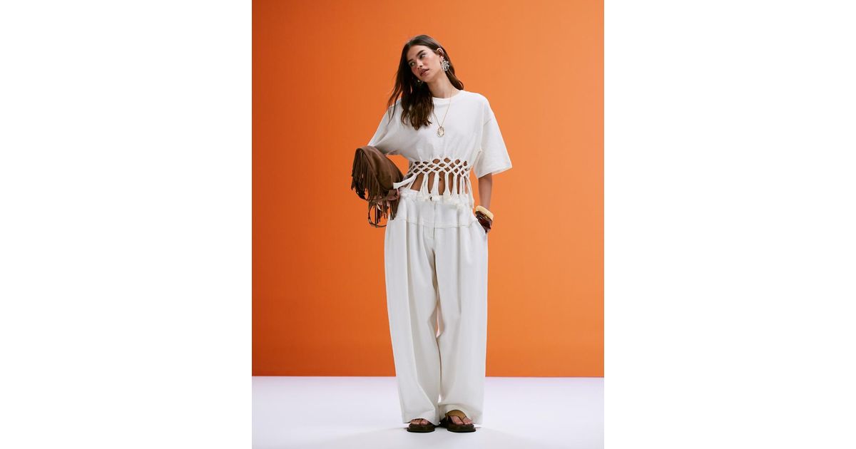 ASOS Super Oversized Laundered Trouser With Seam Detail in Orange | Lyst UK