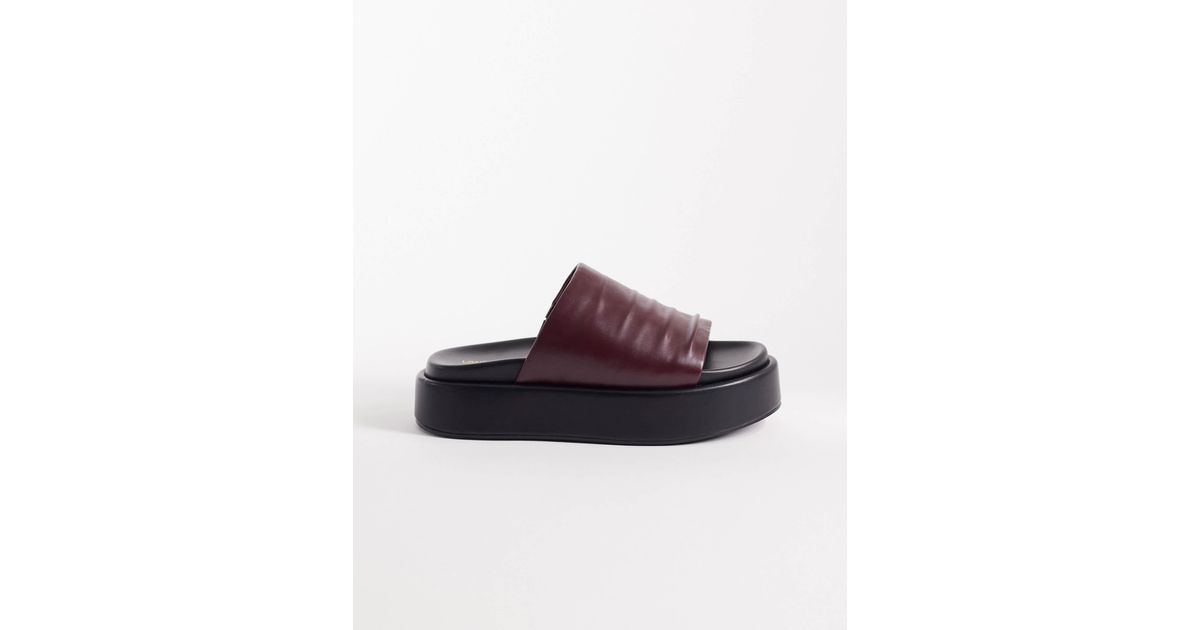 London Rebel Flatform Slides in Red | Lyst