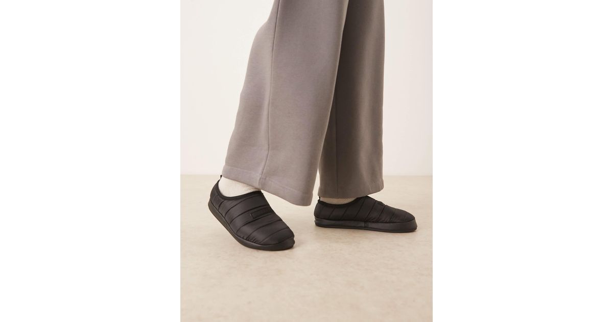 Calvin Klein Ripstop Puffer Slippers in Black for Men | Lyst
