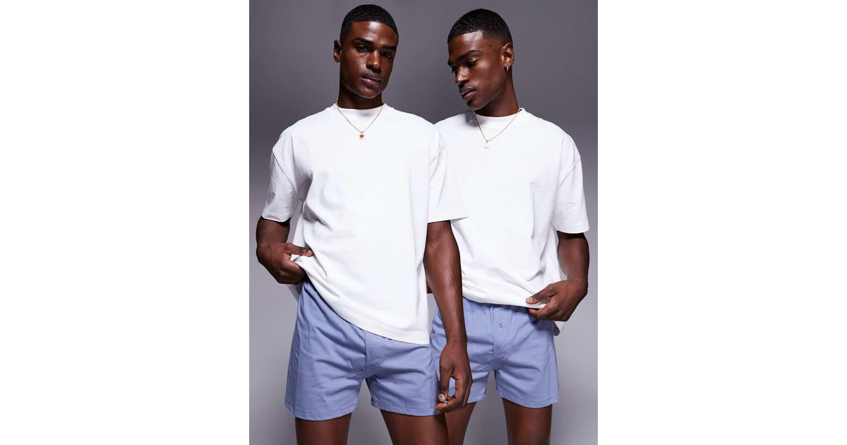 ASOS 2 Pack Jersey Boxer With Woven Patch in Blue for Men | Lyst