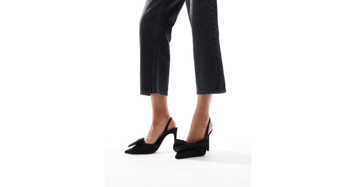 Stradivarius Bow Slingback Heels in Black | Lyst UK