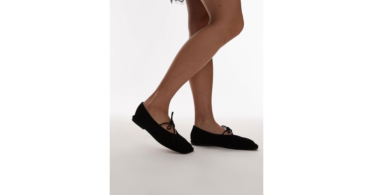 TOPSHOP Alaia Suede Ballet With Tie in Brown | Lyst