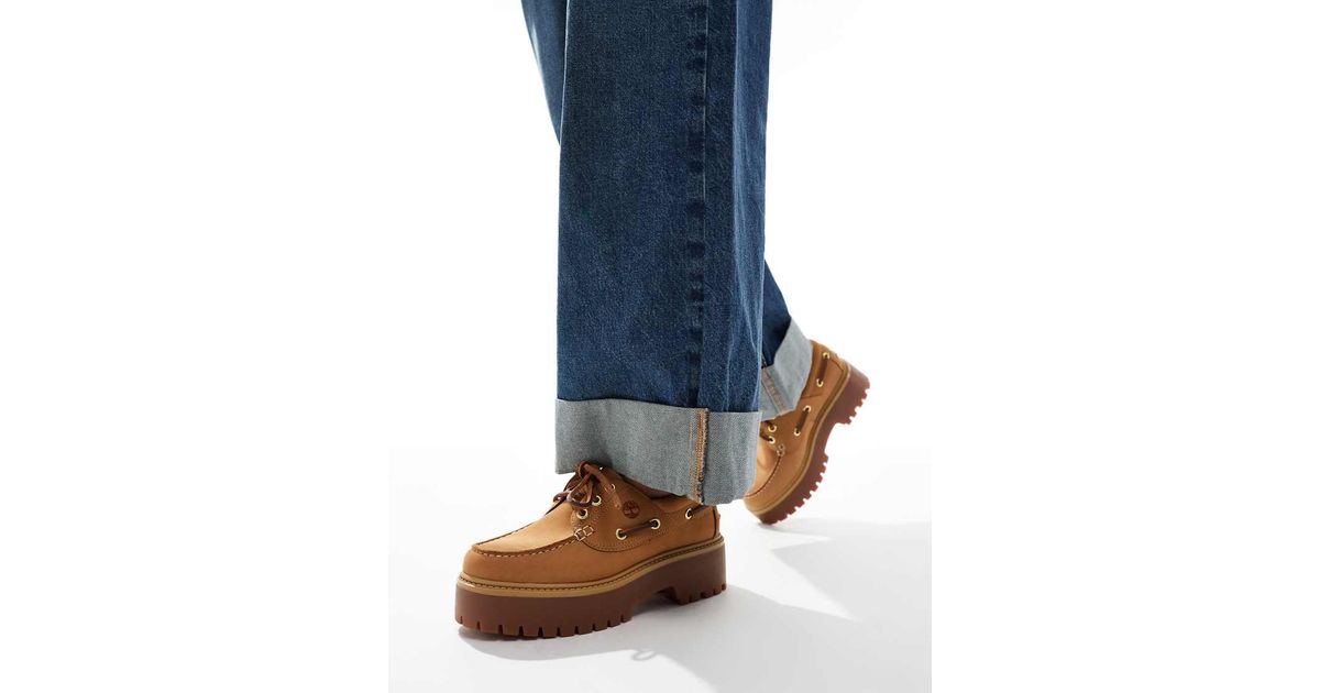 Timberland Stone Street Platform Classic 3 Eye Boat Shoes in Blue | Lyst UK