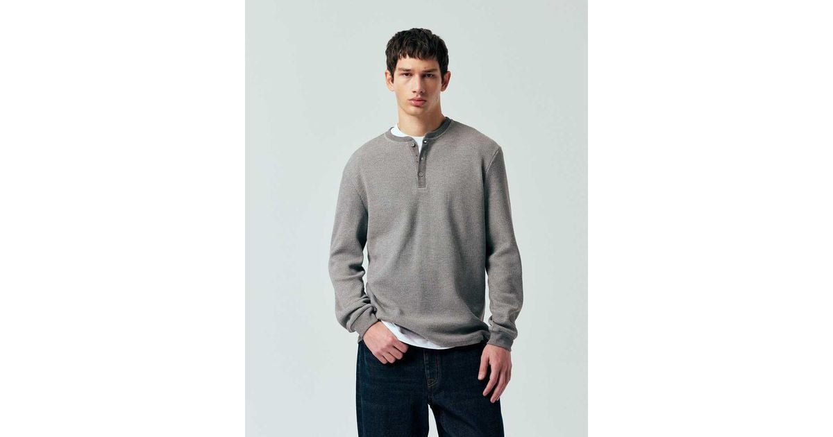 Only & Sons Long Sleeve Henley T-Shirt in Grey for Men | Lyst UK