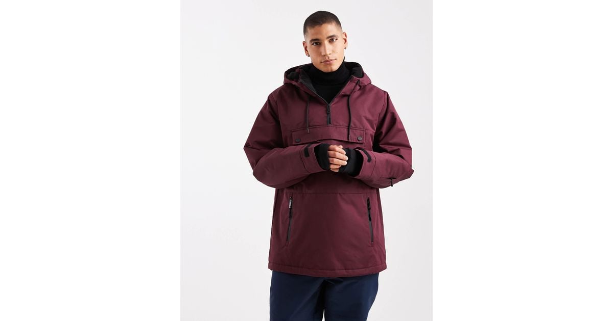 Threadbare Overhead Ski Jacket With Hood And Pocket Detail in Red for ...