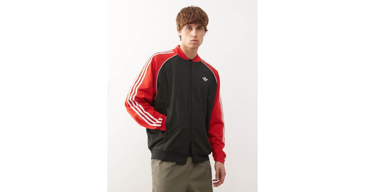 adidas Originals Loose Mesh Track Top in Red for Men | Lyst UK