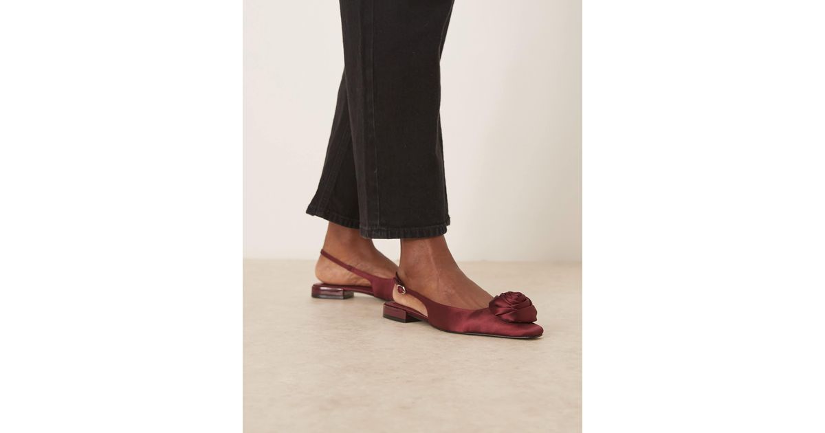 ASOS Lamas Corsage Chisel Toe Slingback Ballets in Brown | Lyst