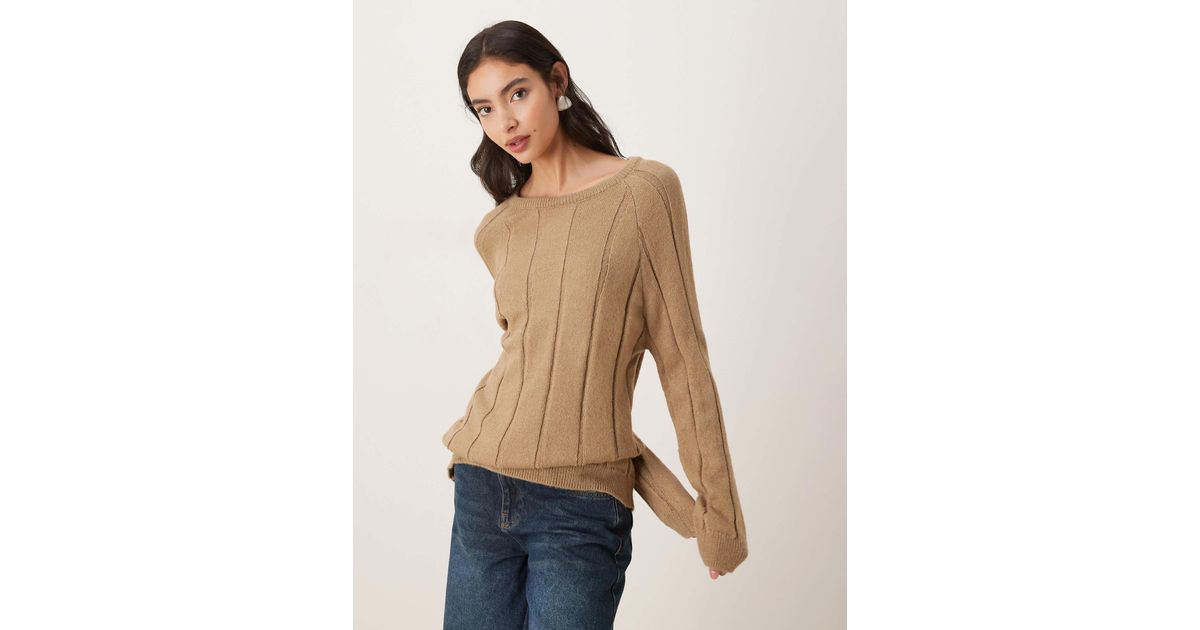 ASOS Fluffy Knitted Jumper With Wide Rib Setting in Blue | Lyst