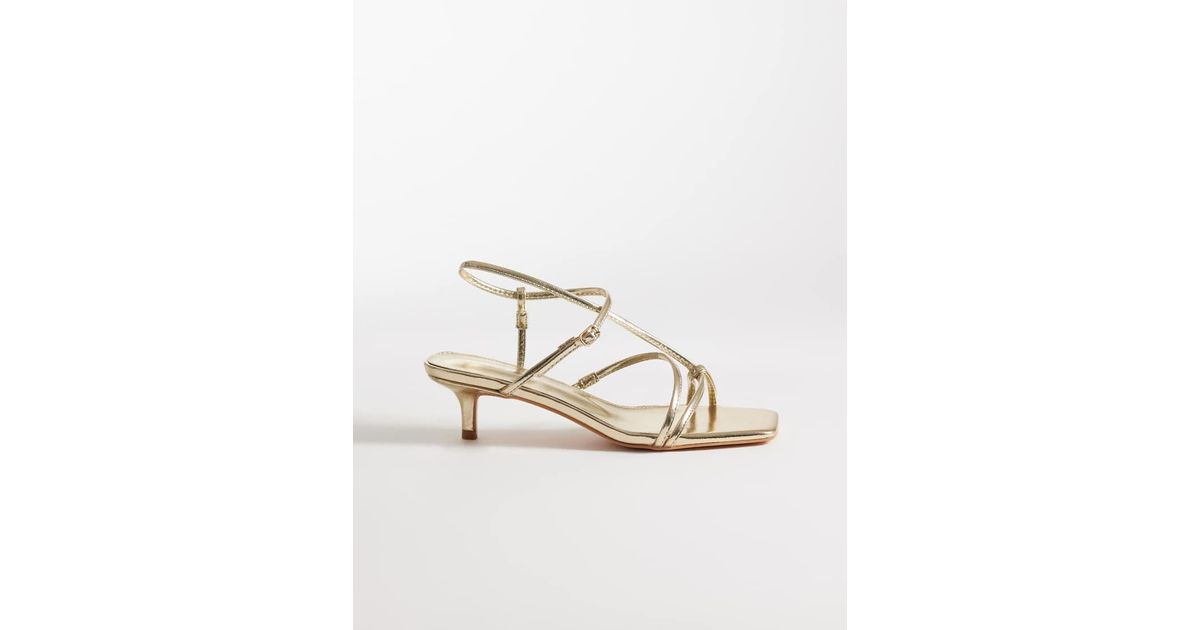 Public Desire Glinda Kitten Heel Strappy Sandals in Natural | Lyst UK