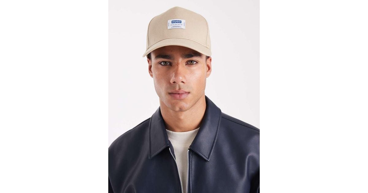 HUGO Merk Label Logo Baseball Cap in Blue for Men | Lyst UK