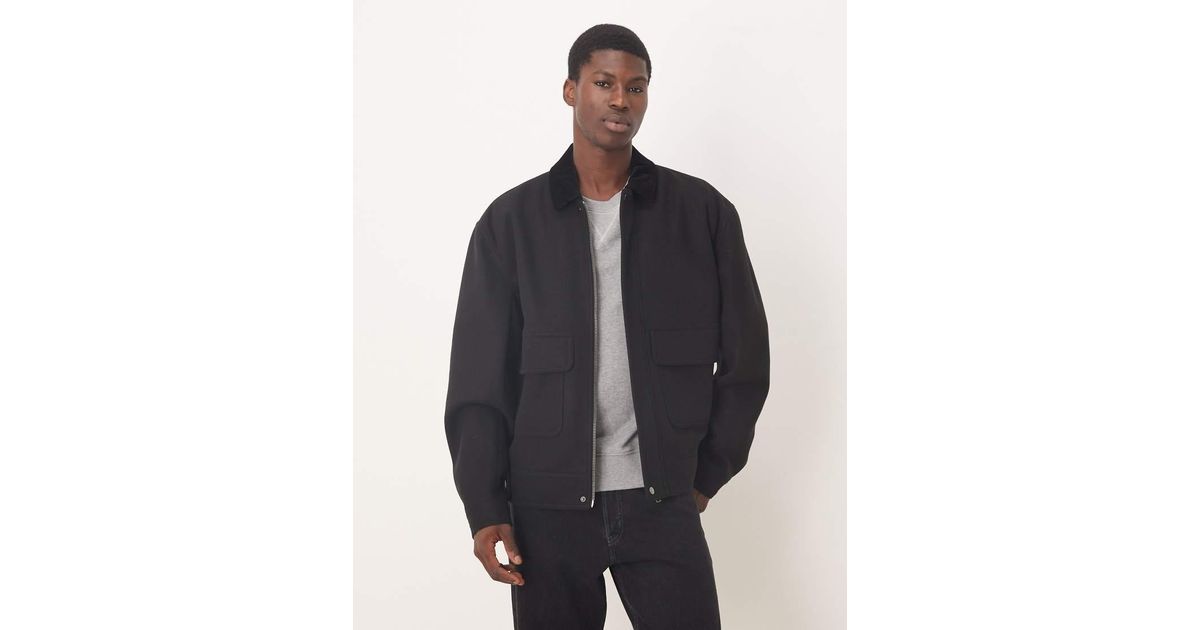 ASOS Jacket With Contrast Collar in Blue for Men | Lyst UK