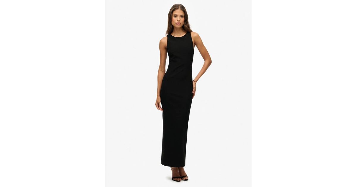 Superdry Cut Out Back Maxi Dress in Black | Lyst UK