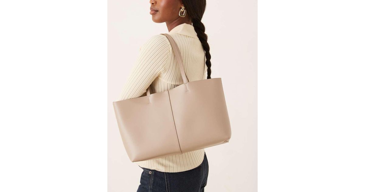 Mango Faux Leather Rectangle Shoulder Bag in Natural | Lyst UK