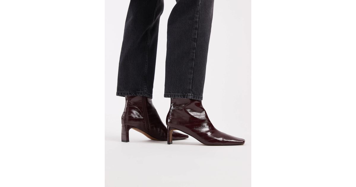 ASOS Eliza Set Back Heel Ankle Boots in Red | Lyst