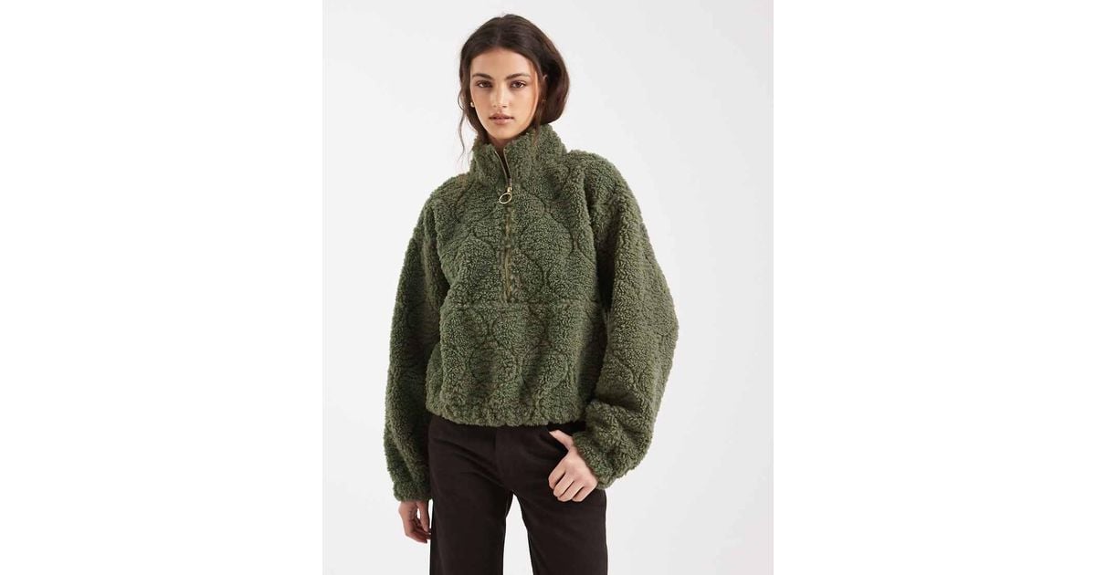 ONLY Teddy Boxy Fleece in Green | Lyst UK