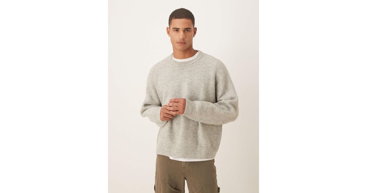 ASOS Super Oversized Boxy Fit Knitted Fisherman Rib Jumper in Natural ...
